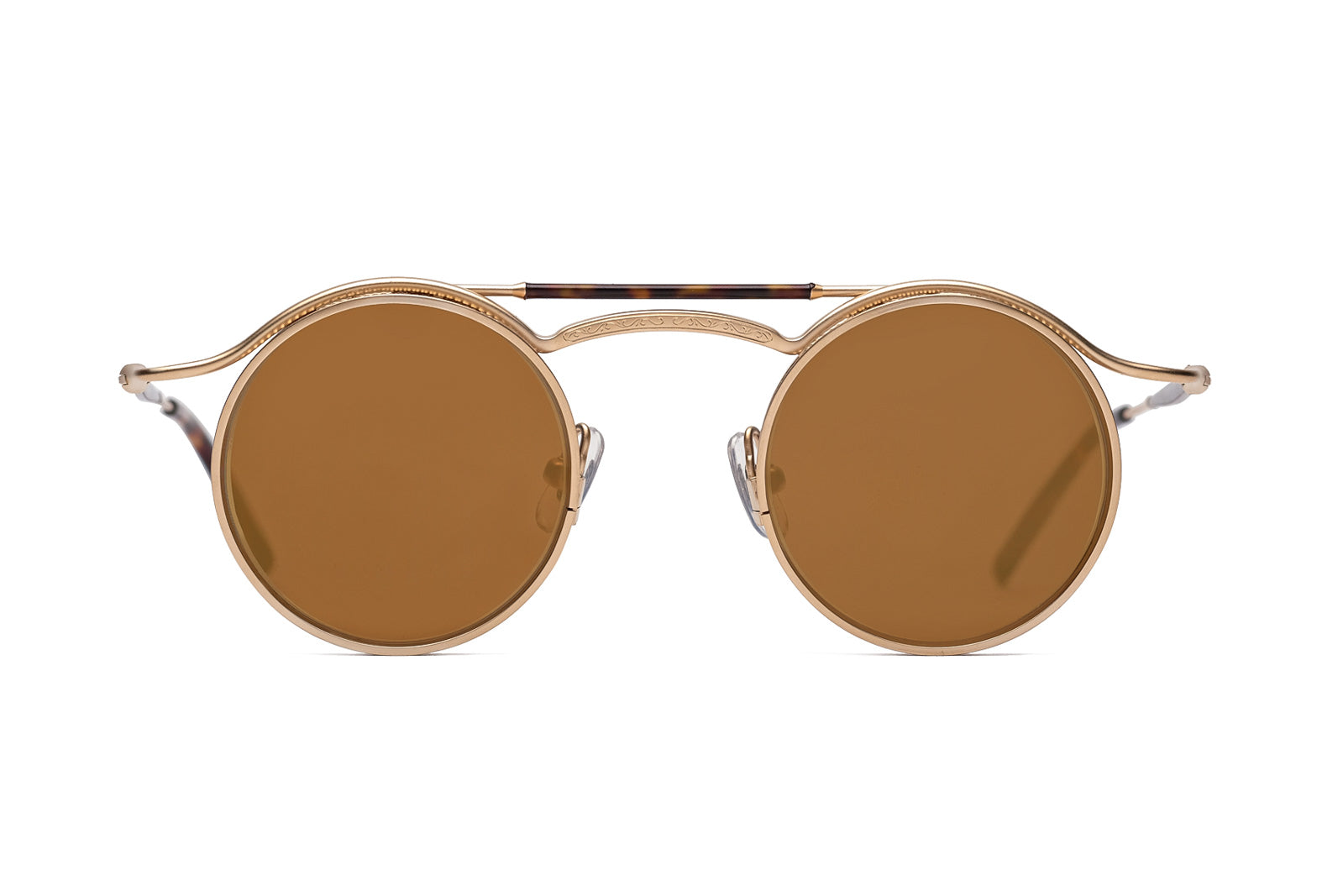 Matsuda | 2903H in Matte Gold - Matte Black Brown Sunglasses ...